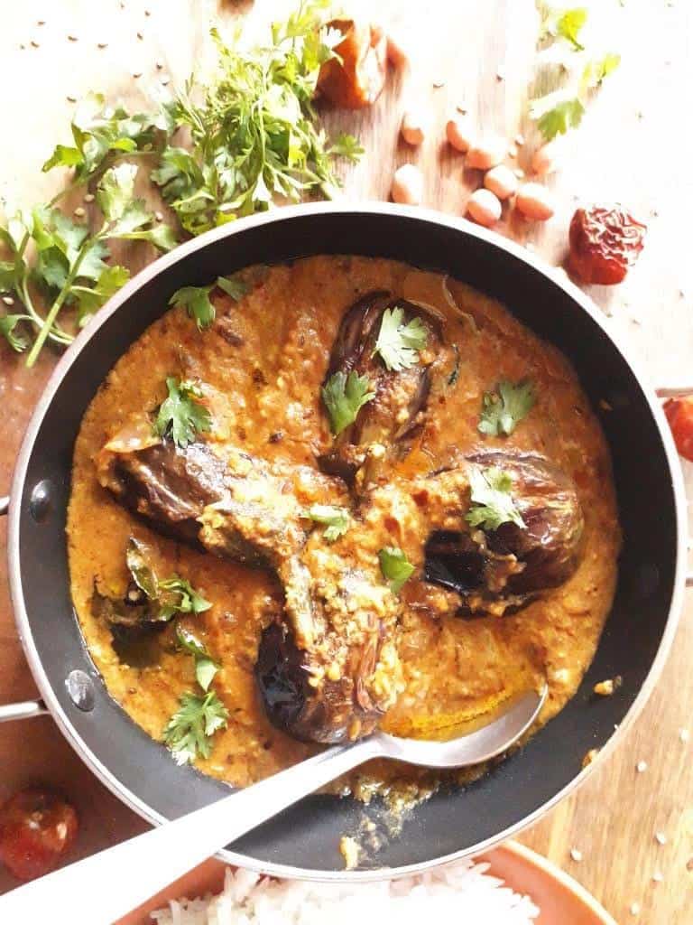 Hyderabadi Bagara Baingan (Baby Eggplant Curry) - My Dainty Kitchen