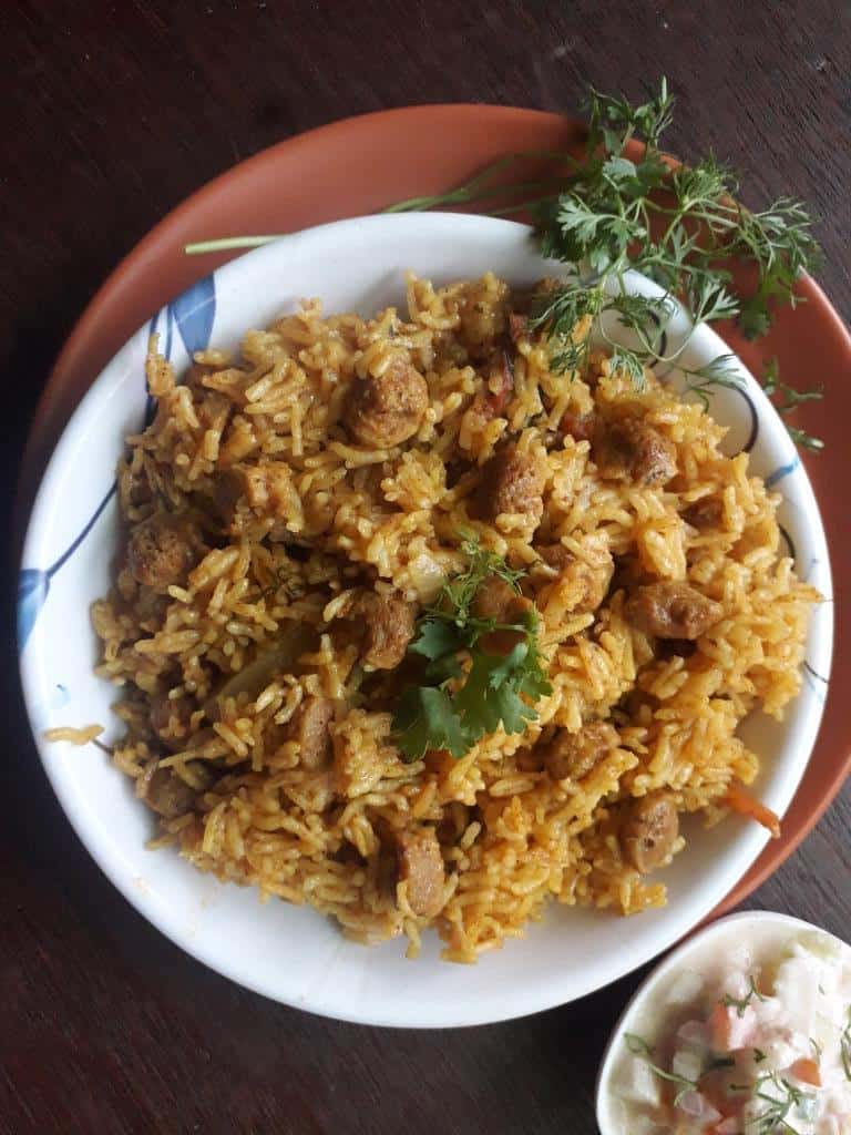 Soya Biryani | Soya Chunks Biryani - My Dainty Kitchen