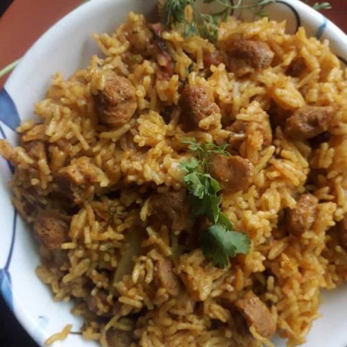 Soya Biryani | Soya Chunks Biryani - My Dainty Kitchen