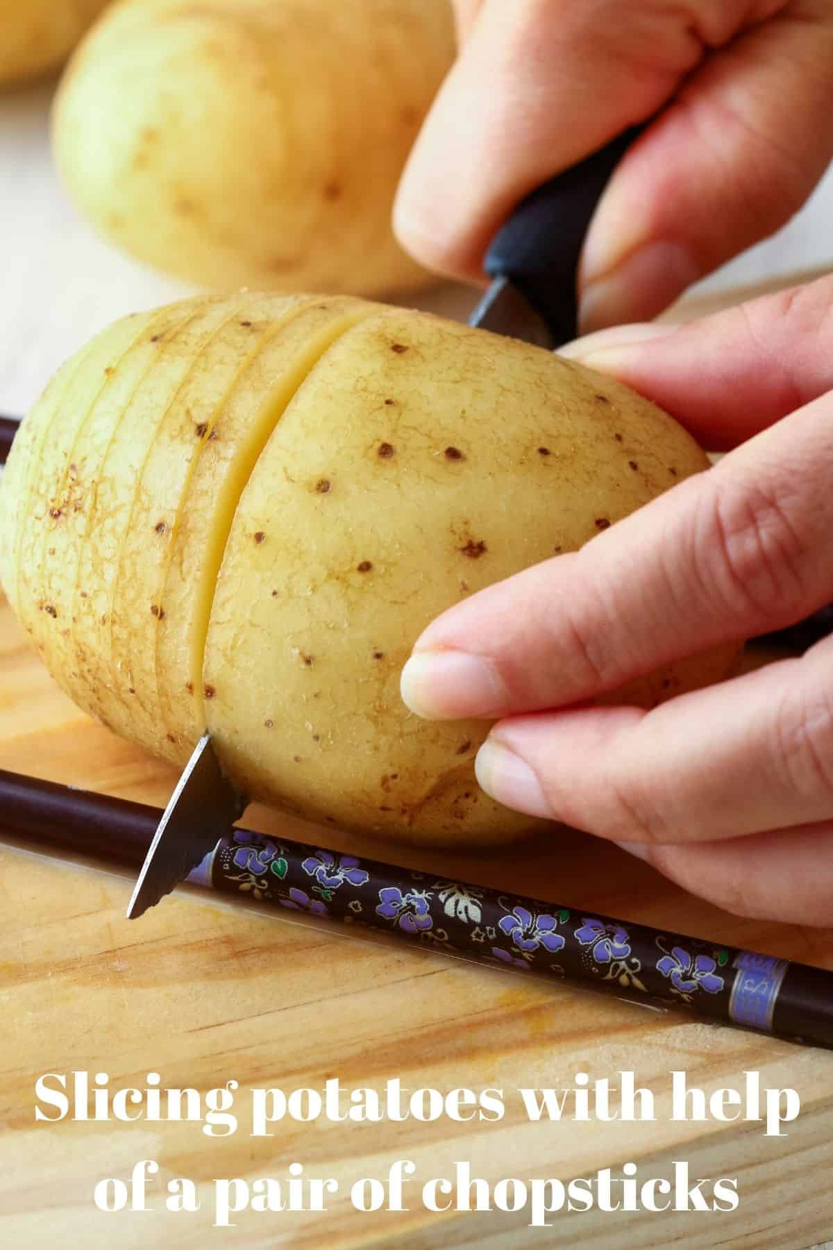 Air Fryer Hasselback Potatoes - My Dainty Kitchen