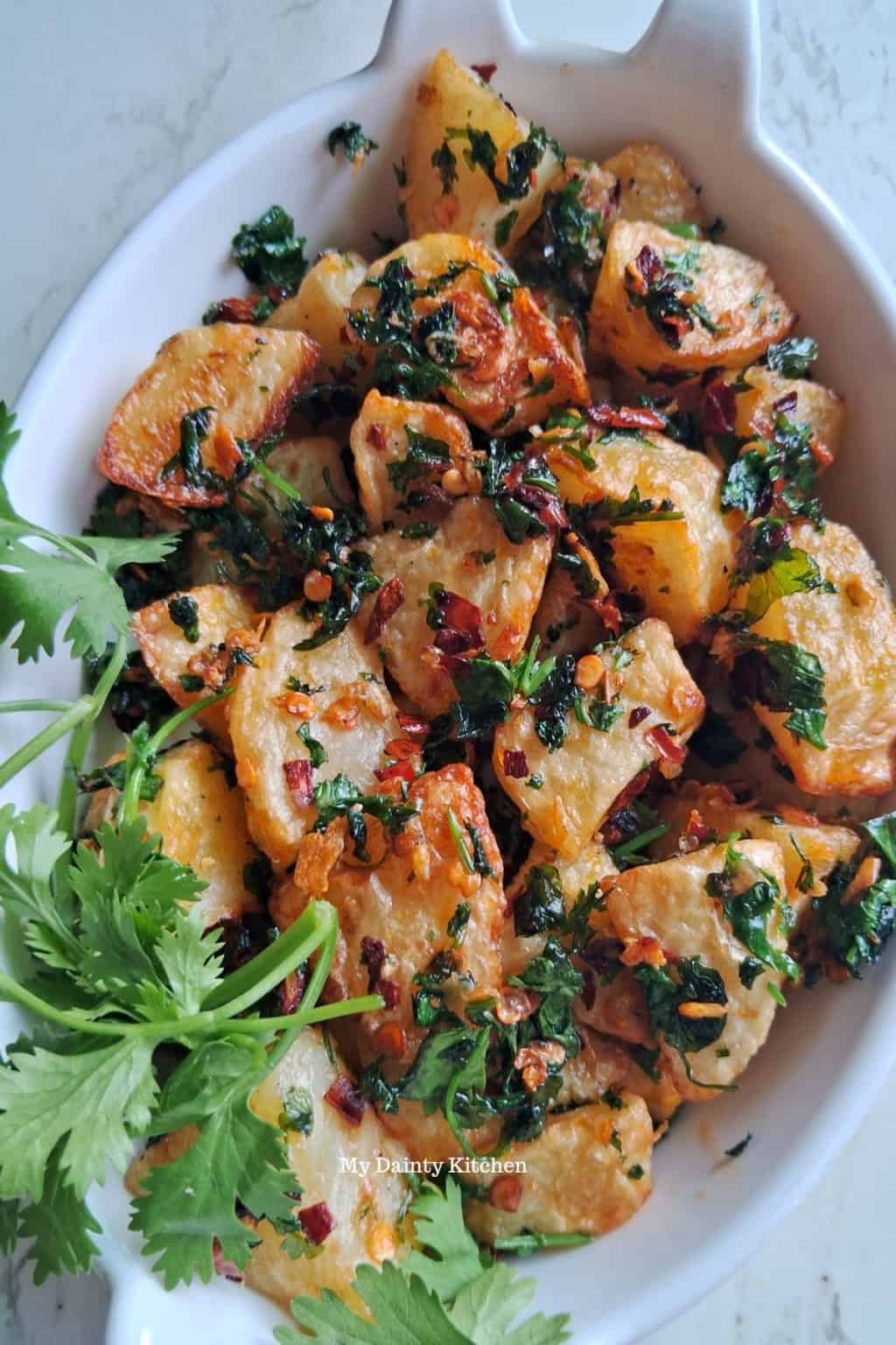 Batata Harra (Lebanese Spicy Potatoes) - My Dainty Kitchen
