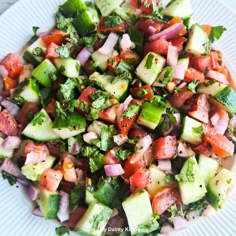 Simple Shirazi Salad Recipe - My Dainty Kitchen